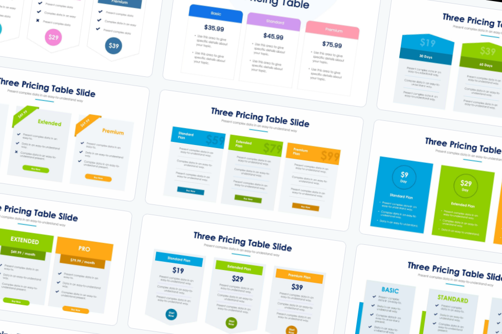 Three Pricing Table Slides | Slideloom