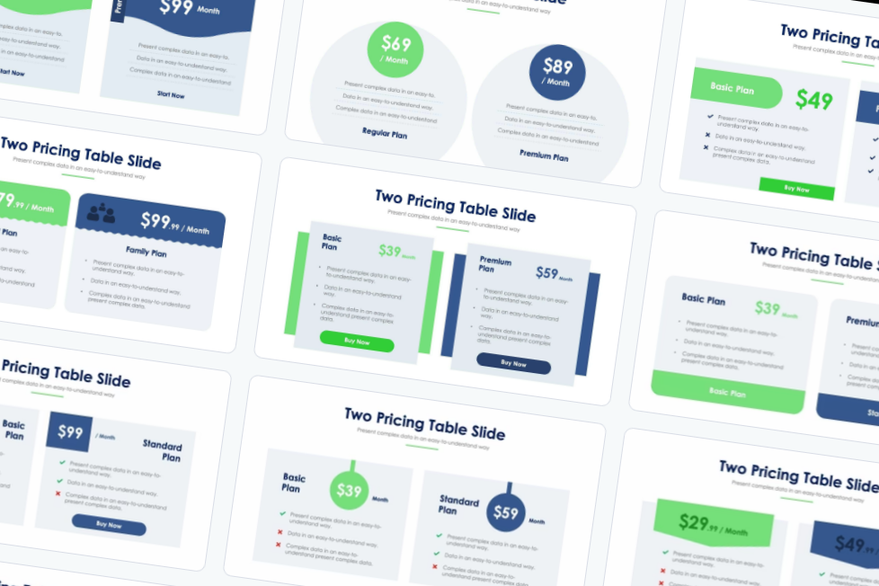 Two Pricing Table Slides | Slideloom
